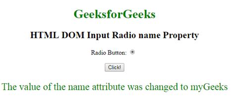 Html Dom Input Radio Name Property Geeksforgeeks