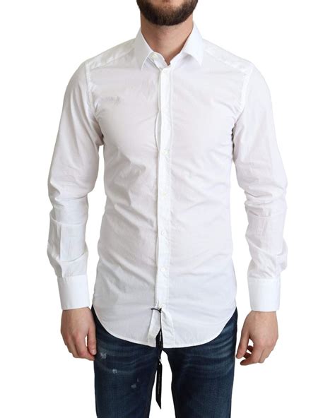 Dolce And Gabbana White Cotton Long Sleevesformal Shirt For Men Lyst