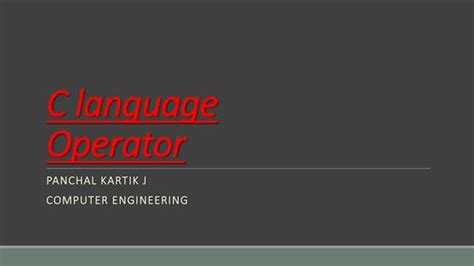 Operator In C Programming Pptx Programming Languages Computing