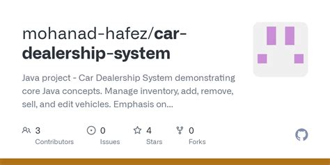 GitHub Mohanad Hafez Car Dealership System Java Project Car