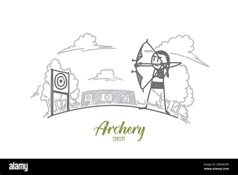 Archery Concept Hand Drawn Isolated Vector Stock Vector Image And Art Alamy
