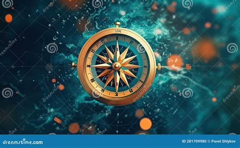 Old Compass On Vintage Map Retro Stale Stock Illustration