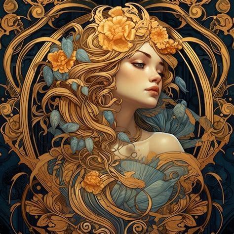 Premium Photo Aphrodite Goddess In Mucha Style Discover Exquisite Art