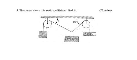 Solved The System Shown Is In Static Equilibrium Find W Chegg