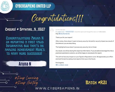 Arun N On Linkedin Ethicalhacking Bughunting Cybersapiens Cybersecurity