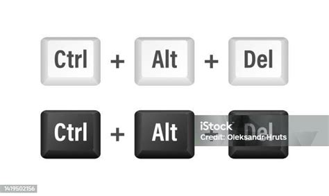 Ctrl Alt Del 바로 가기 키입니다 키보드 키 컴퓨터 단추입니다 벡터 스톡 일러스트레이션 삭제 키에 대한 스톡 벡터 아트