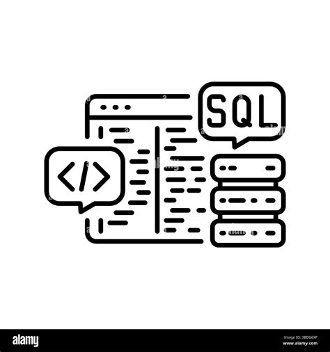 Sql Query Assistance Black Line Icon For Digital And Print Projects