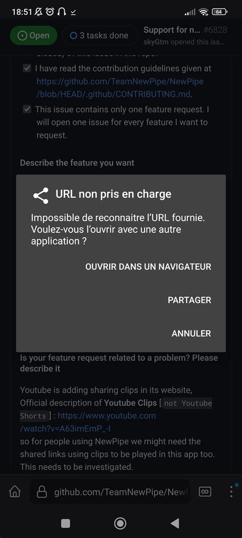 Cant Share Link To Newpipe · Issue 8376 · Teamnewpipenewpipe · Github