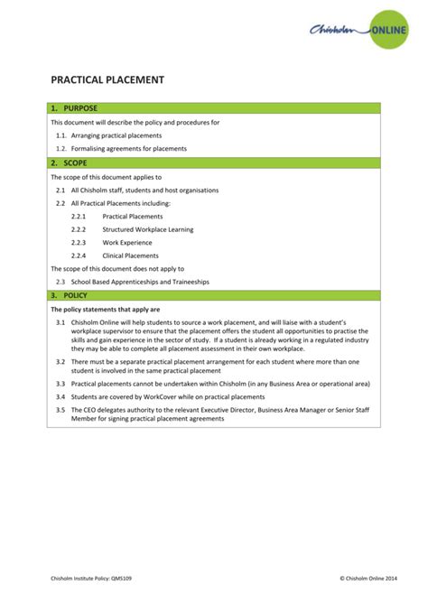 Col Practical Placement