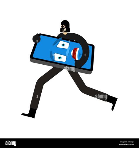 Thief Stolen Phone Criminal Stole Gadget Vector Illustration Stock