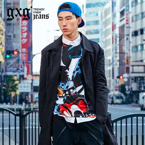 Gxgjeans男装纯色韩版休闲中长款风衣外套潮61908002gxgjeans折扣馆