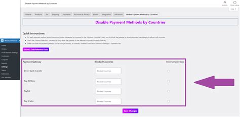 Disable Payment Methods By Countries Documentation Woocommerce