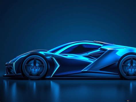 Futuristic Sports Car In Cool Blue Light 8k Wallpaper Download
