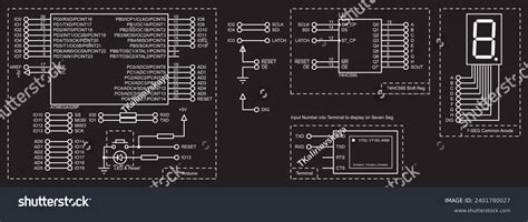 Vector Diagram Connecting Seven Segment Indicator Register Stock Vector Royalty Free