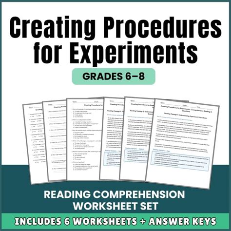 Experiment Procedures Reading Comprehension Worksheets Activity Grade