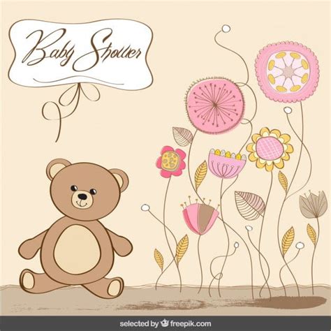 파스텔 색상의 곰과 함께 베이비 샤워 카드 Eps Uidownload
