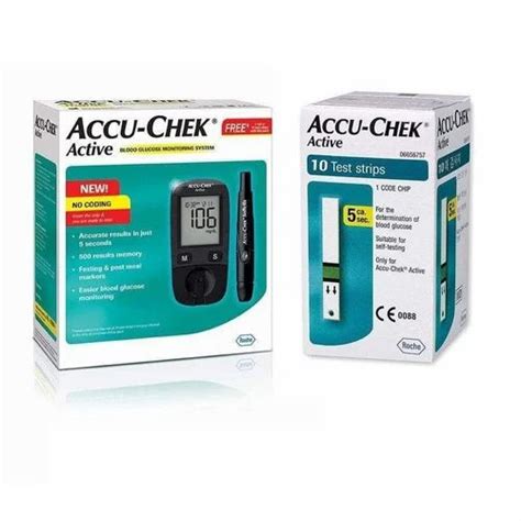Accu Chek Active Glucometer Number Of Test Strips 10 Strips 3 9 X 1