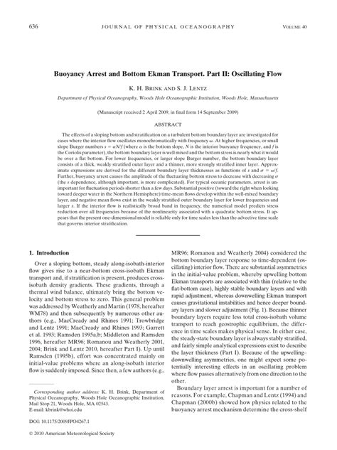 Pdf Numerical Simulations Of Buoyant Ekman Layers Part Ii Rectification In Zero Mean Time