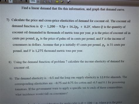Find A Linear Demand That Fits This Information And Chegg