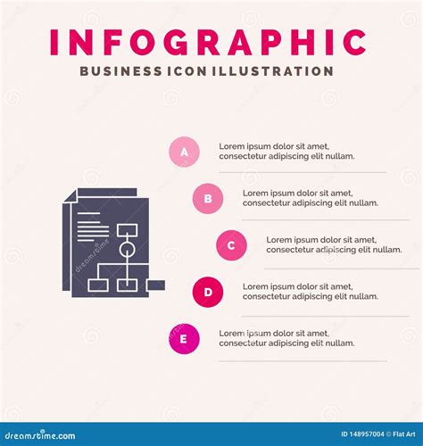 Presentation Graph Invoice Report Solid Icon Infographics 5 Steps Presentation Background