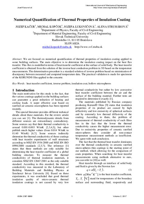 Pdf Numerical Quantification Of Thermal Properties Of Insulation Coating