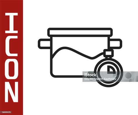 흰색 배경에 격리 된 검은 줄 요리 냄비 아이콘 끓이거나 음식 기호를 스튜 벡터 가정 생활에 대한 스톡 벡터 아트 및 기타 이미지 가정 생활 가정 주방 가정의 방