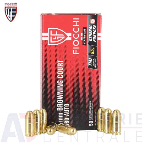 50 Cartouches Fiocchi Fmj 9mm Court 380 Acp 95 Gr Armurerie