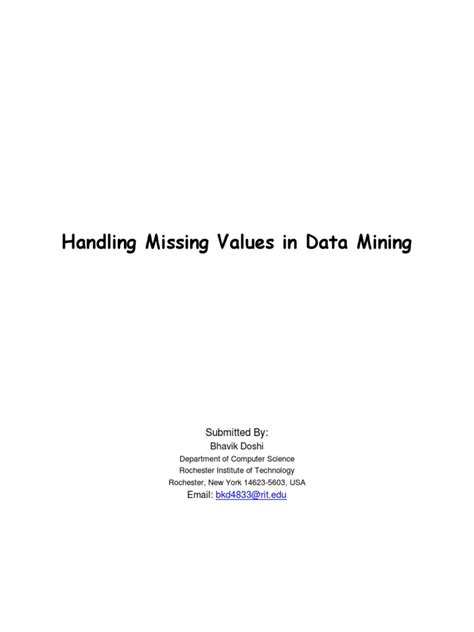 Handling Missing Values In Data Mining Pdf Data Mining Data