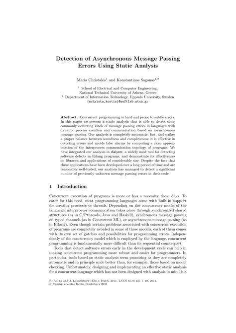 Pdf Detection Of Asynchronous Message Passing Errors Using Static Analysis