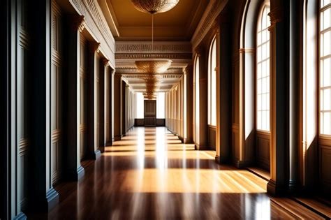 Premium Ai Image Long Gallery Corridor Built In Classical Style Perspective In Architecture