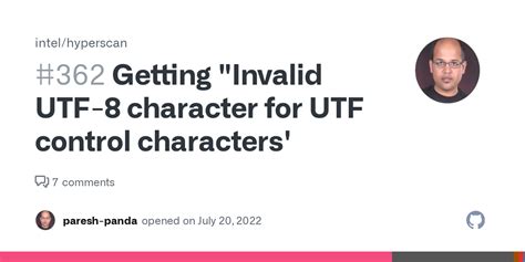 Getting Invalid Utf 8 Character For Utf Control Characters · Issue 362 · Intelhyperscan · Github