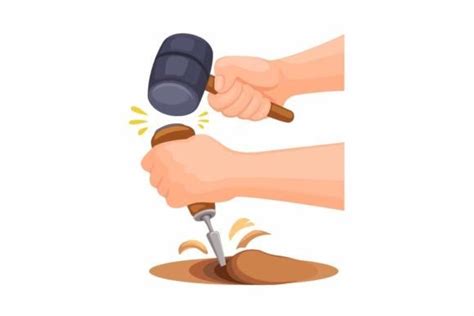 Hand Holding Chisel Wood Sculpture Craft Graphic By Aryo Hadi Creative Fabrica