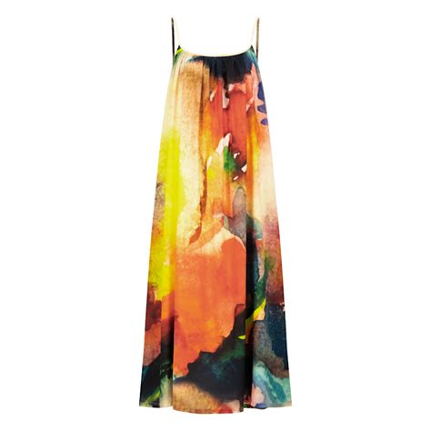 Enigma Abstract Print Spaghetti Strap Maxi Dress Multicolor Dhara