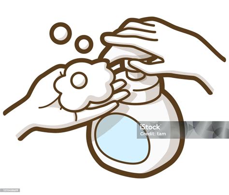 거품 손 비누로 손을 씻으십시오 감기와 독감에 대한 스톡 벡터 아트 및 기타 이미지 감기와 독감 건강관리와 의술 건강한 생활방식 Istock