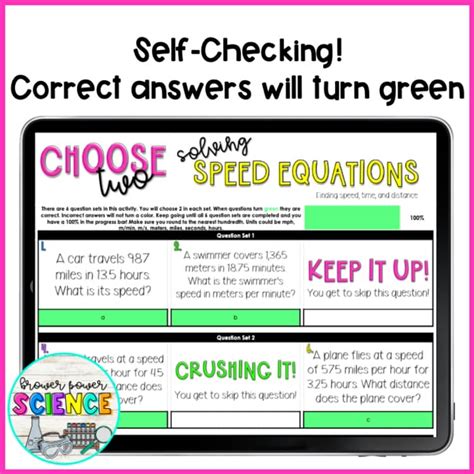 Solving Speed Equations Digital Activity By Brower Power Science