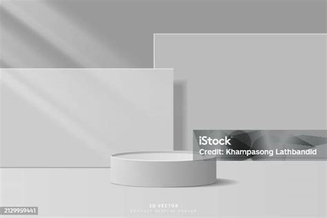 제품 모형을 위한 추상적인 최소 장면 회색 3d 실린더 받침대 무대 연단 와 직사각형 기하학적 모양 배경 쇼케이스를 위한 플랫폼 화장품을 위해 렌더링된 3d 벡터입니다 0