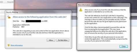 java 7u45 security warning allow access to the following application