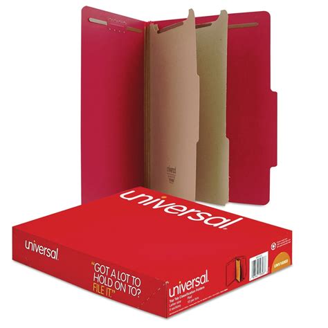 Universal Unv10303 Pressboard Classification Folders Letter Six Section Ruby Red 10box