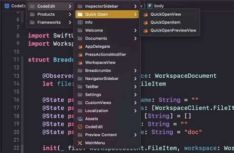 [feat] breadcrumbs dropdown menu · issue 248 · codeeditapp codeedit · github