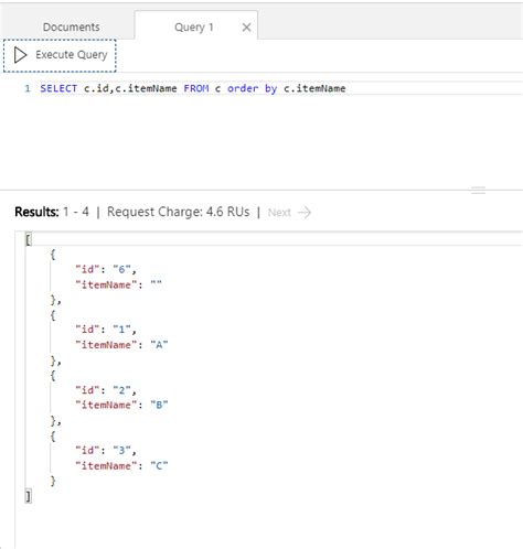 Azure Cosmosdb Sql Query Withwithout Order By Returns Different
