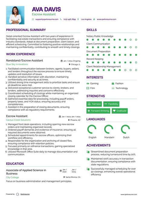 10 Escrow Assistant Resume Samples And Templates For 2025