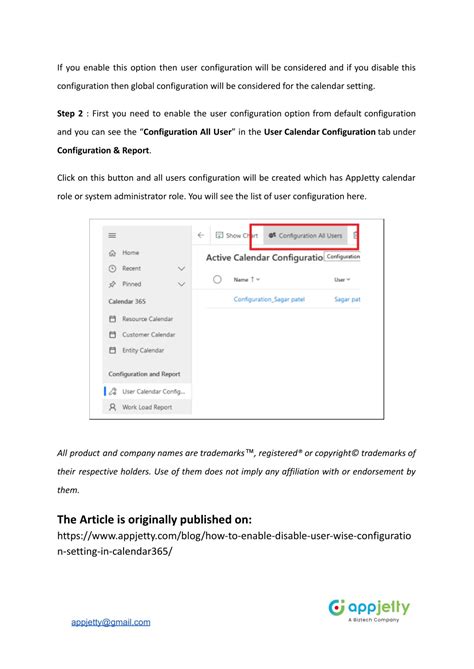 ppt how to enable disable user wise configuration setting in calendar 365 powerpoint