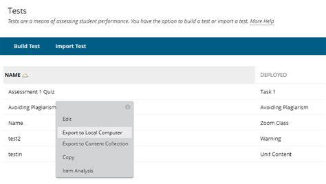 Reusing A Blackboard Test Quiz Teaching Learning
