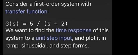 Solved Consider A First Order System With Transfer Function Chegg
