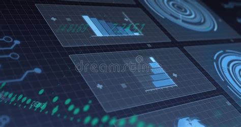 Animation Of Digital Graphs And Data Visualization On Futuristic Blue Interface Stock Video