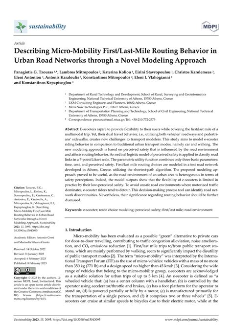 Pdf Describing Micro Mobility Firstlast Mile Routing Behavior In