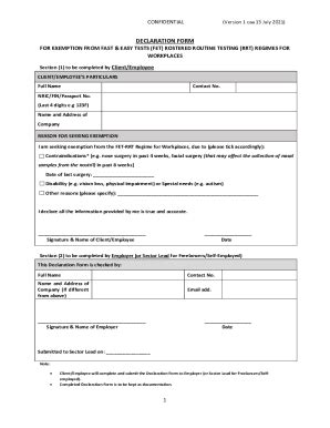 Fillable Online Declaration Form For Exemption Fax Email Print PdfFiller