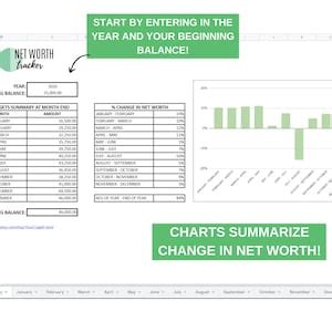 Net Worth Tracker Template Personal Wealth Spreadsheet Excel Download Etsy