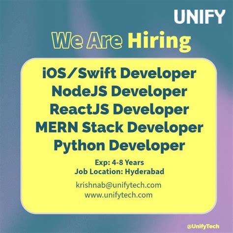 sanjana chetty on linkedin unifytech hiringdevelopers