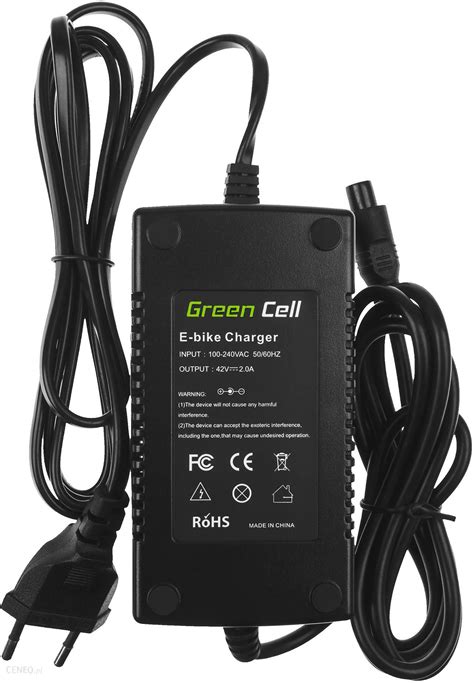 Green Cell Ładowarka 42v 2a 3 Pin Do Baterii Akumulatorów Roweru Elektrycznego 36v Acebike03